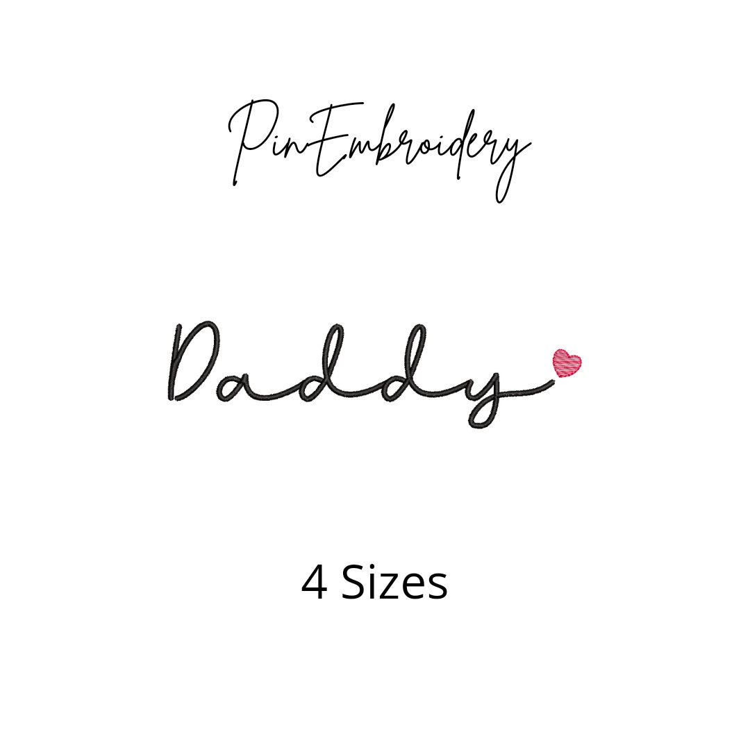 Daddy Heart Sketch Embroidery Design, Father's Day File (4 Sizes) - Etsy