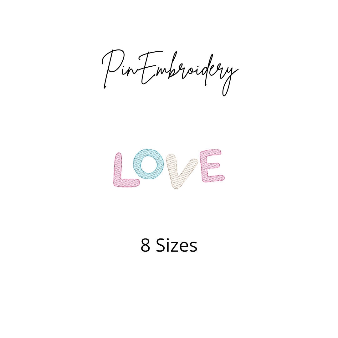 LOVE Sketch Stitch Embroidery Design, Valentines Embroidery Files, Love ...