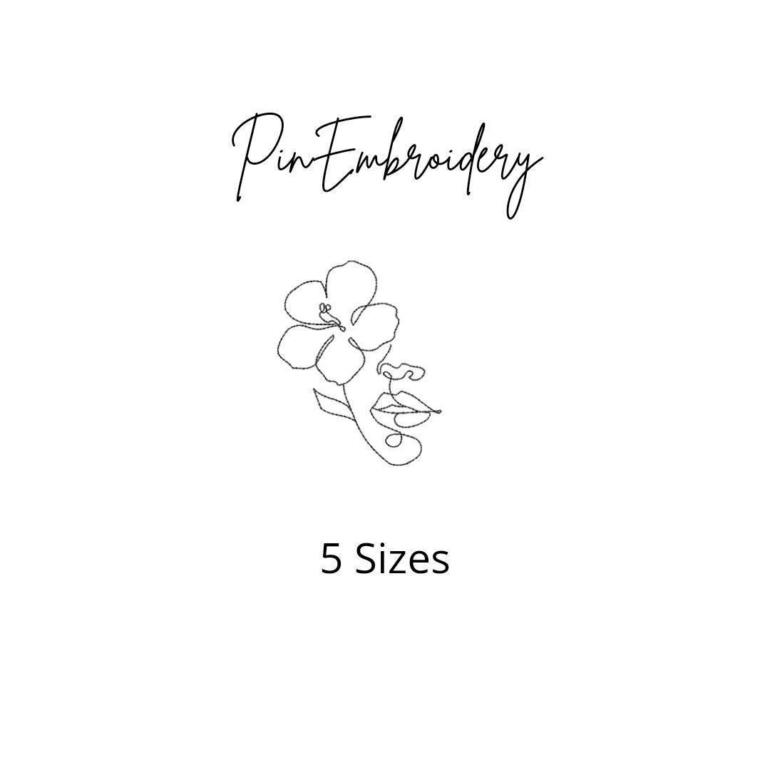 One Line Floral Face Embroidery Design, Floral One Line Quick Stitch ...