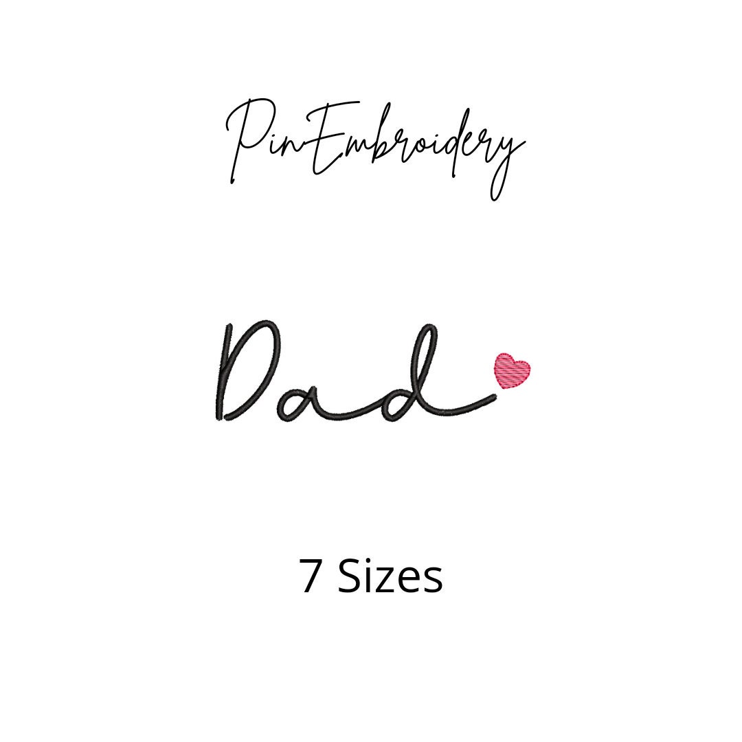 Dad Sketch Stitch Heart Embroidery Design, Fathers Day File, Dad Satin ...