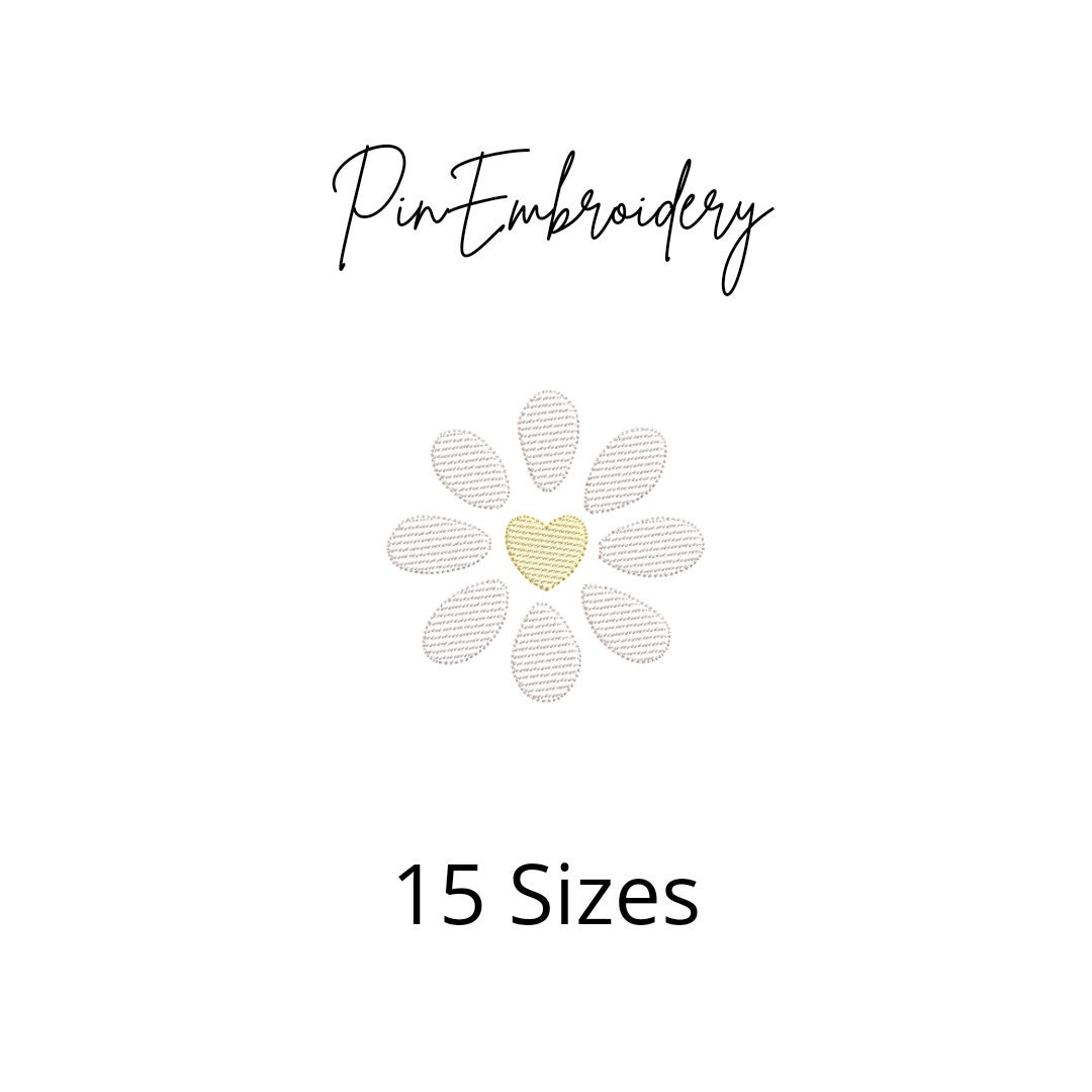 Daisy Heart Sketch Stitch Embroidery Design, Floral Machine Embroidery ...