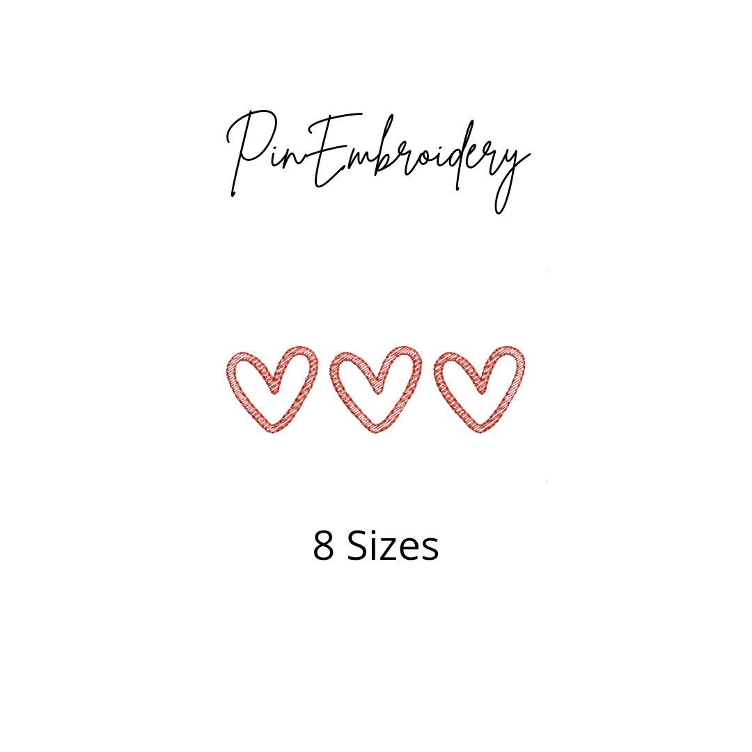 Hearts Sketch Stitch Embroidery Design, Valentines Designs, Heart ...