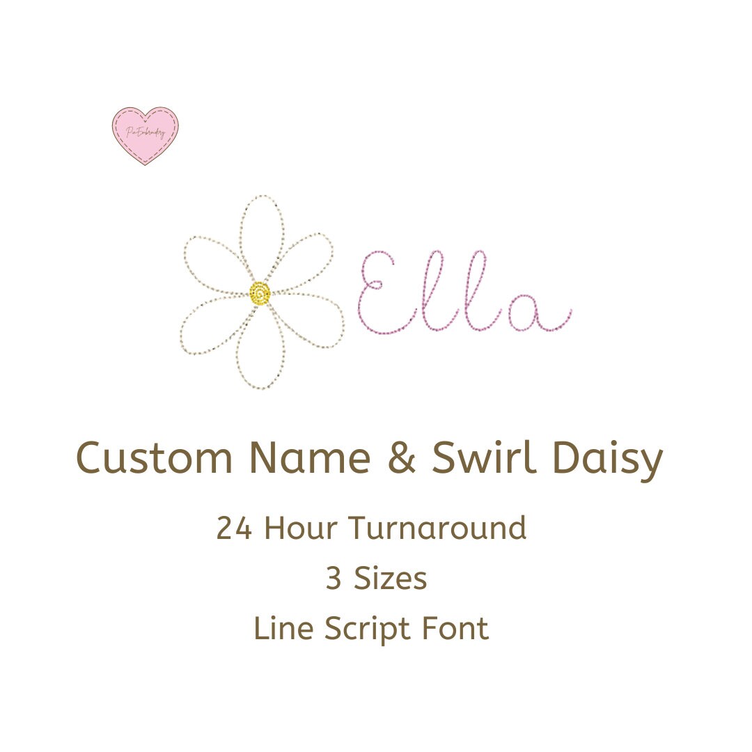Line Script Custom Name and Daisy, Line Script Font, Name Digitizing ...