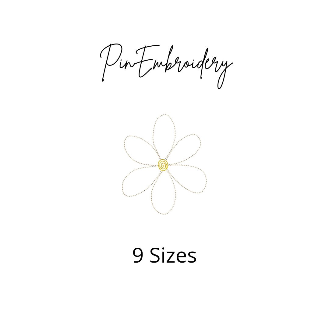 Daisy Swirl Outline Embroidery Design, Floral Stitch File (digital ...