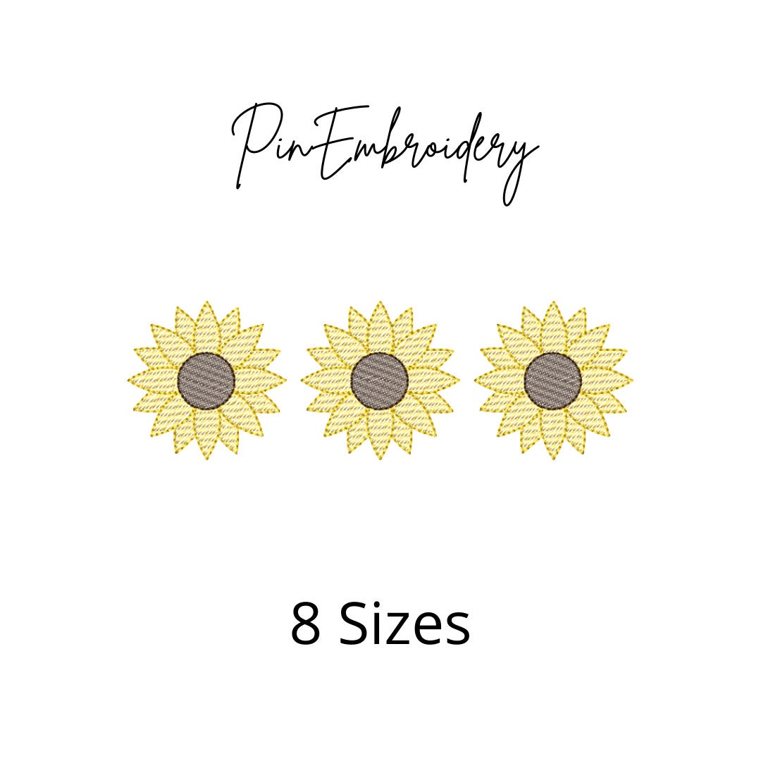 Sunflower Trio Sketch Stitch Embroidery Design, Floral Quick Stitch ...