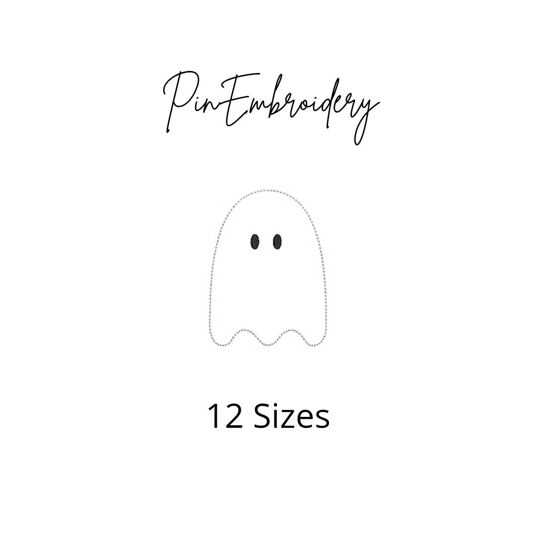 Ghost Outline Embroidery Design, Cute Halloween Quick Stitch Files ...
