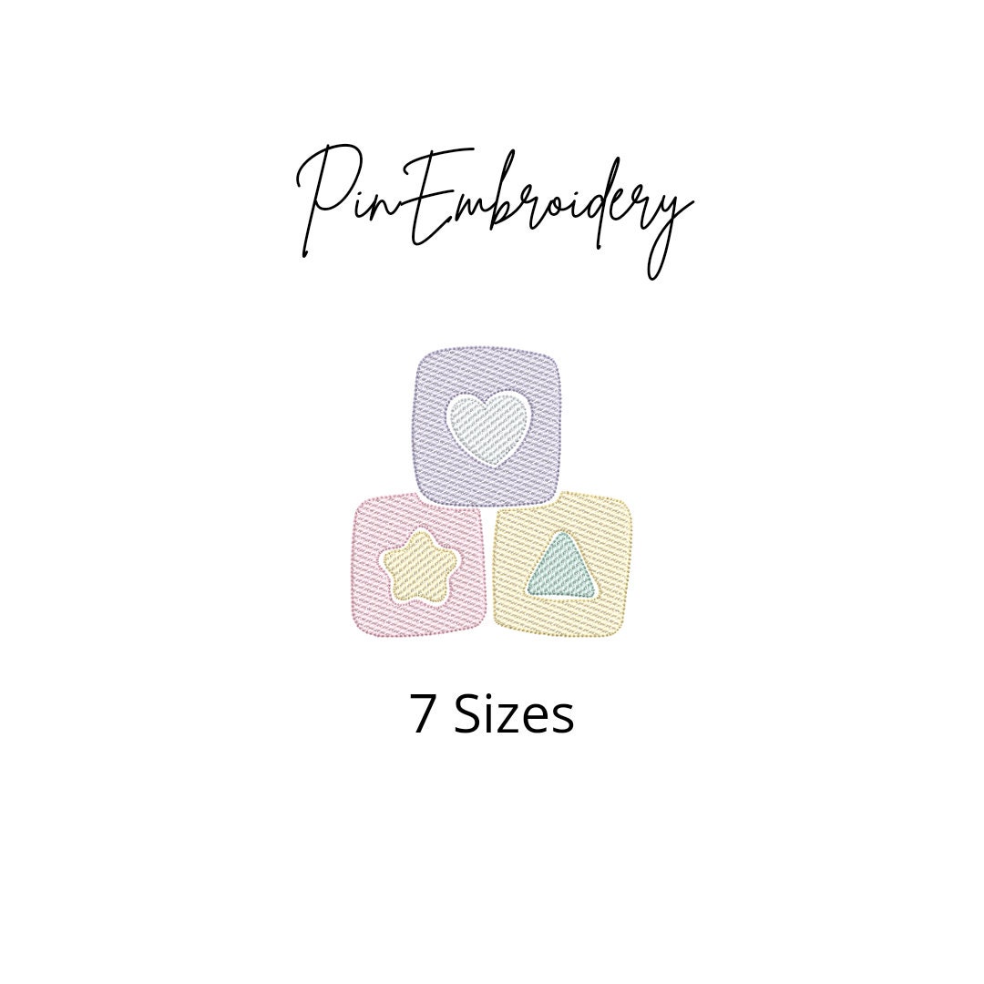 Baby Blocks Sketch Stitch Embroidery Design (7 Sizes) (digital Download ...