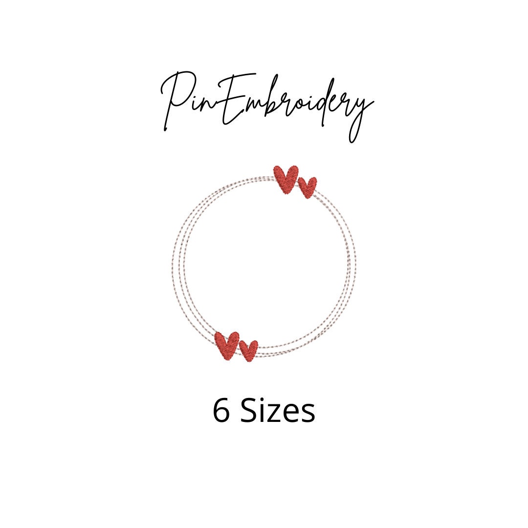 Hearts Circle Frame, Heart Monogram Embroidery Design, Hearts Fill ...