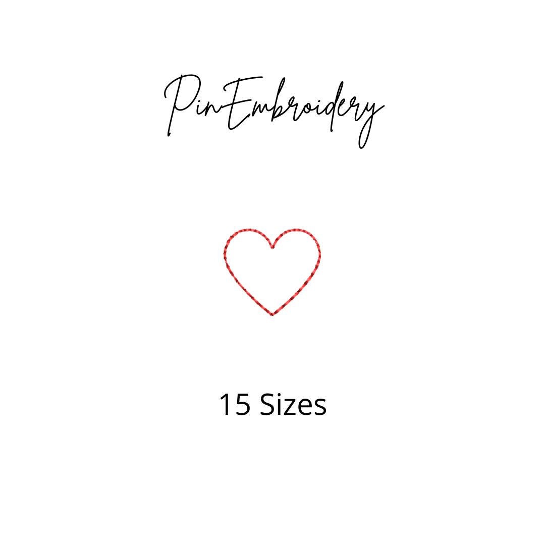 Heart Outline Embroidery Design, Quick Stitch, 15 Sizes (digital ...