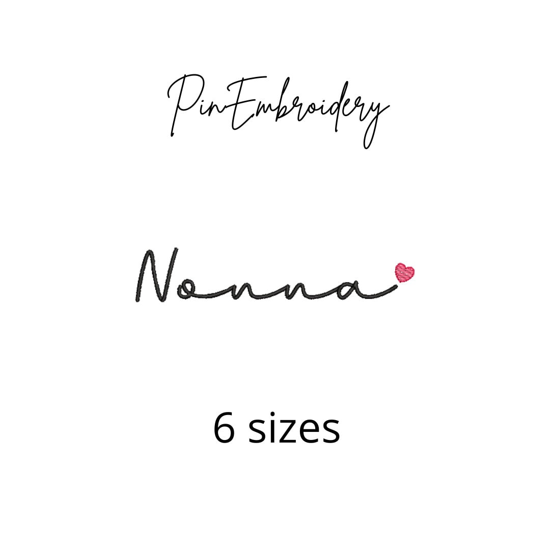Nonna Sketch Stitch Heart Embroidery Design, Nonna Satin Script File ...