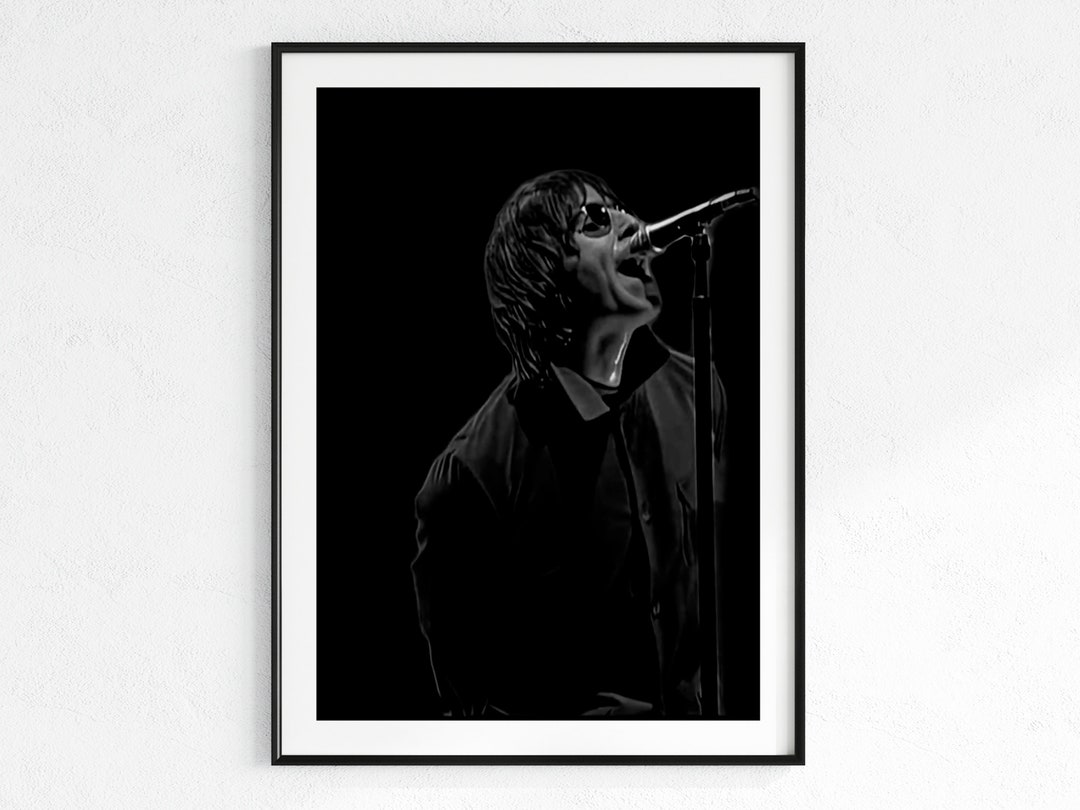 Liam Gallagher Poster Liam Gallagher Print Black and White oasis Poster ...