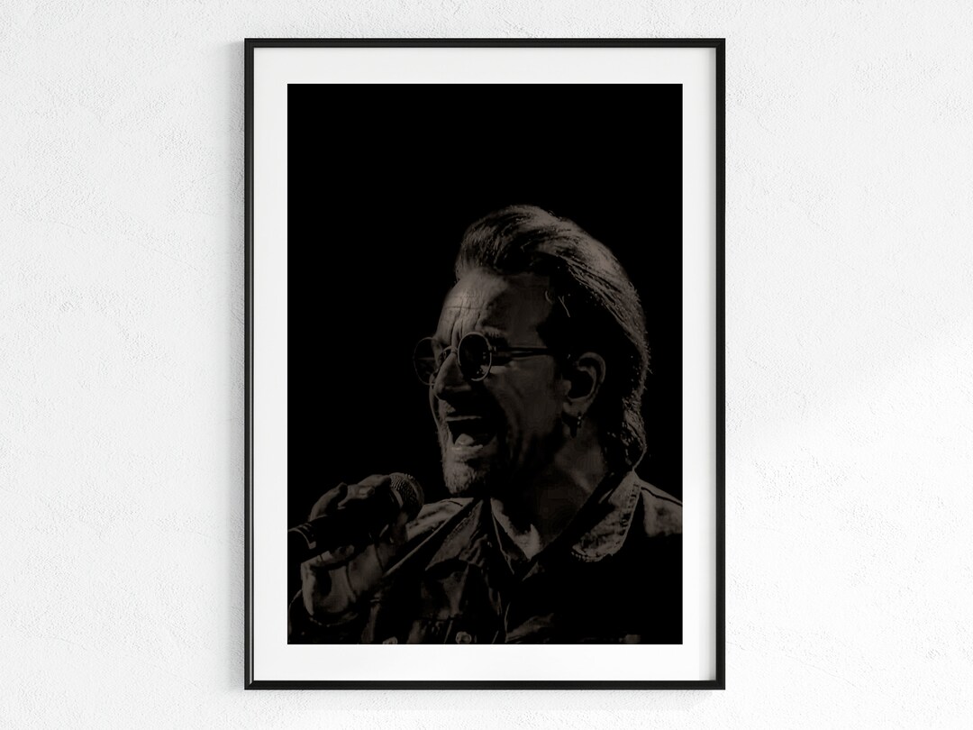 Bono Poster Bono Print Black and White U2 Poster Art Print Minimalist ...
