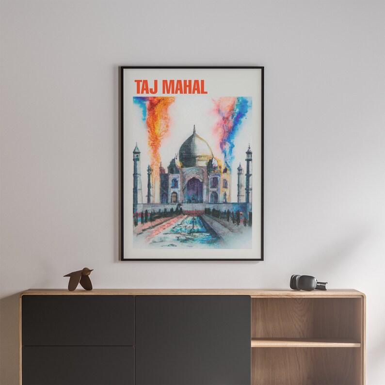 Taj Mahal Poster, India Poster, Taj Mahal Travel Poster, Wall Art ...