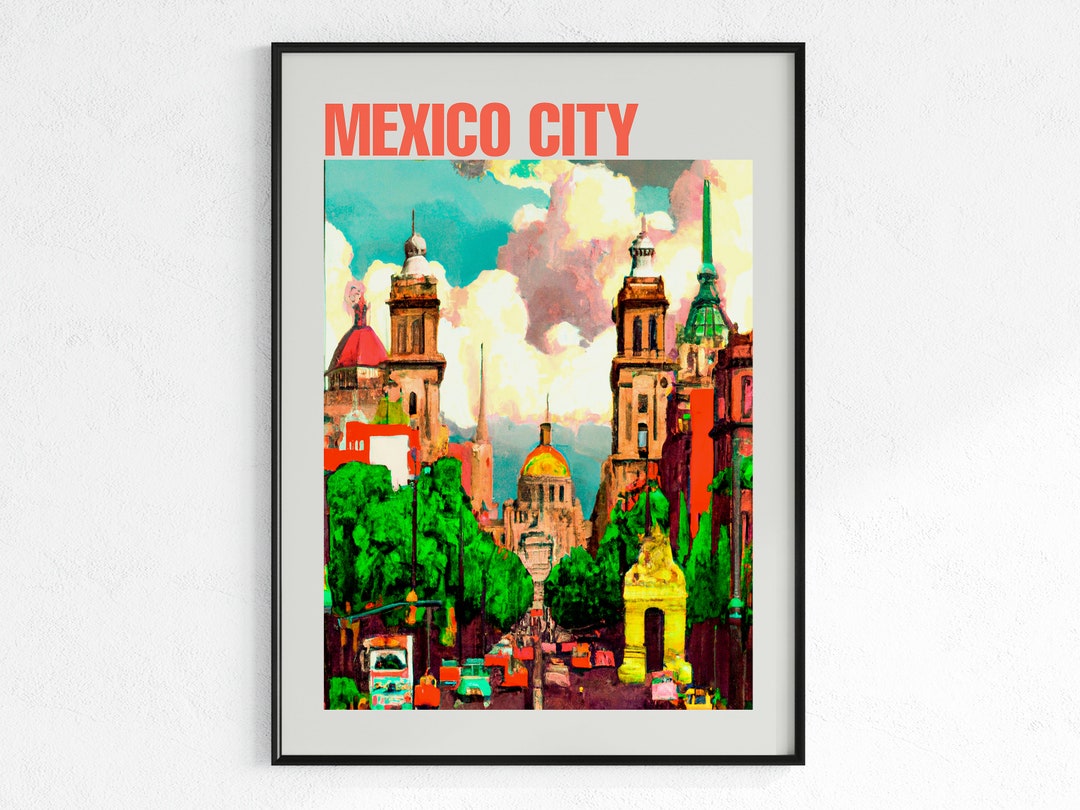 Mexico City Poster, Mexico Wall Art, Vintage Print, Wall Art, Travel ...