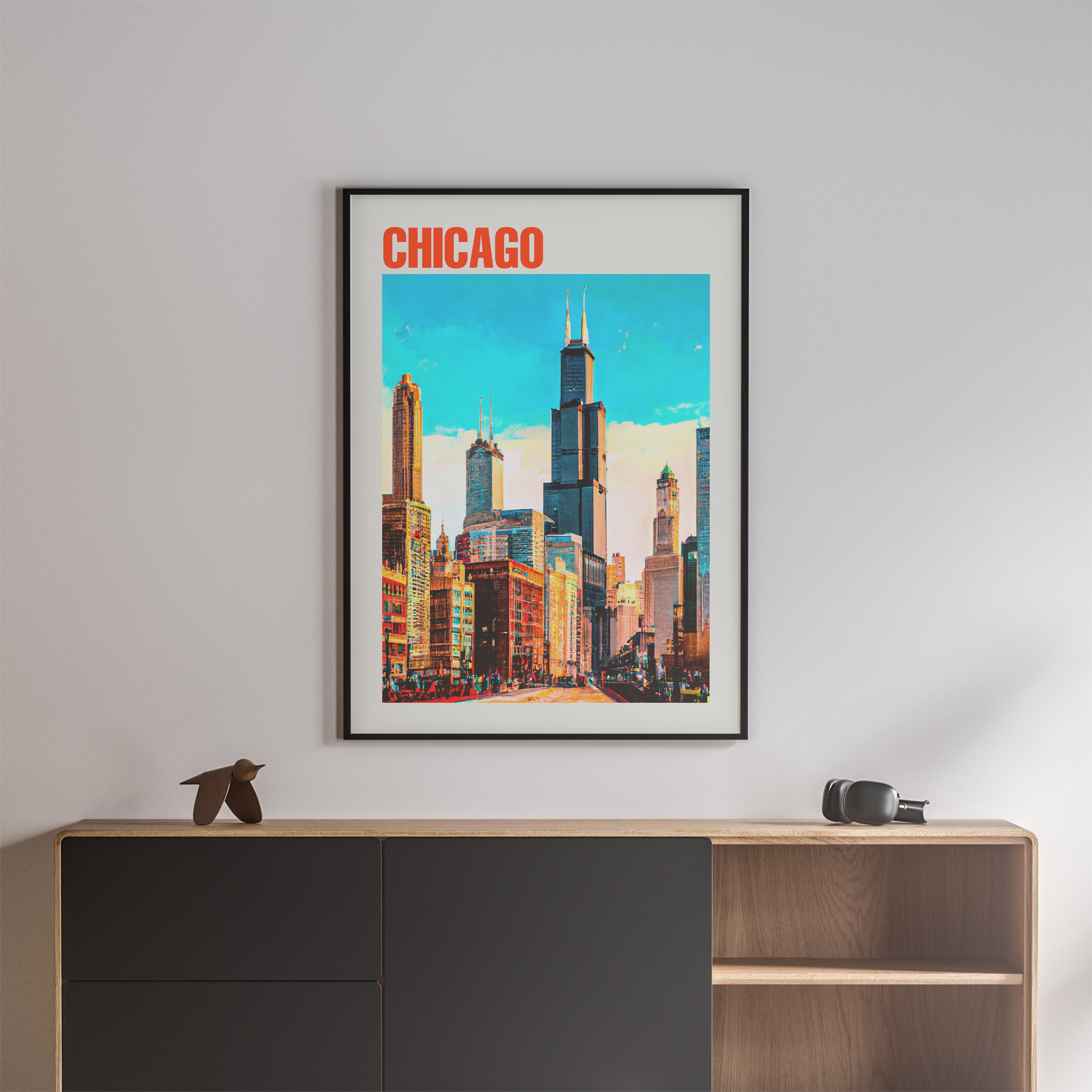 Chicago Poster Chicago Poster Wall Art Travel Gift - Etsy