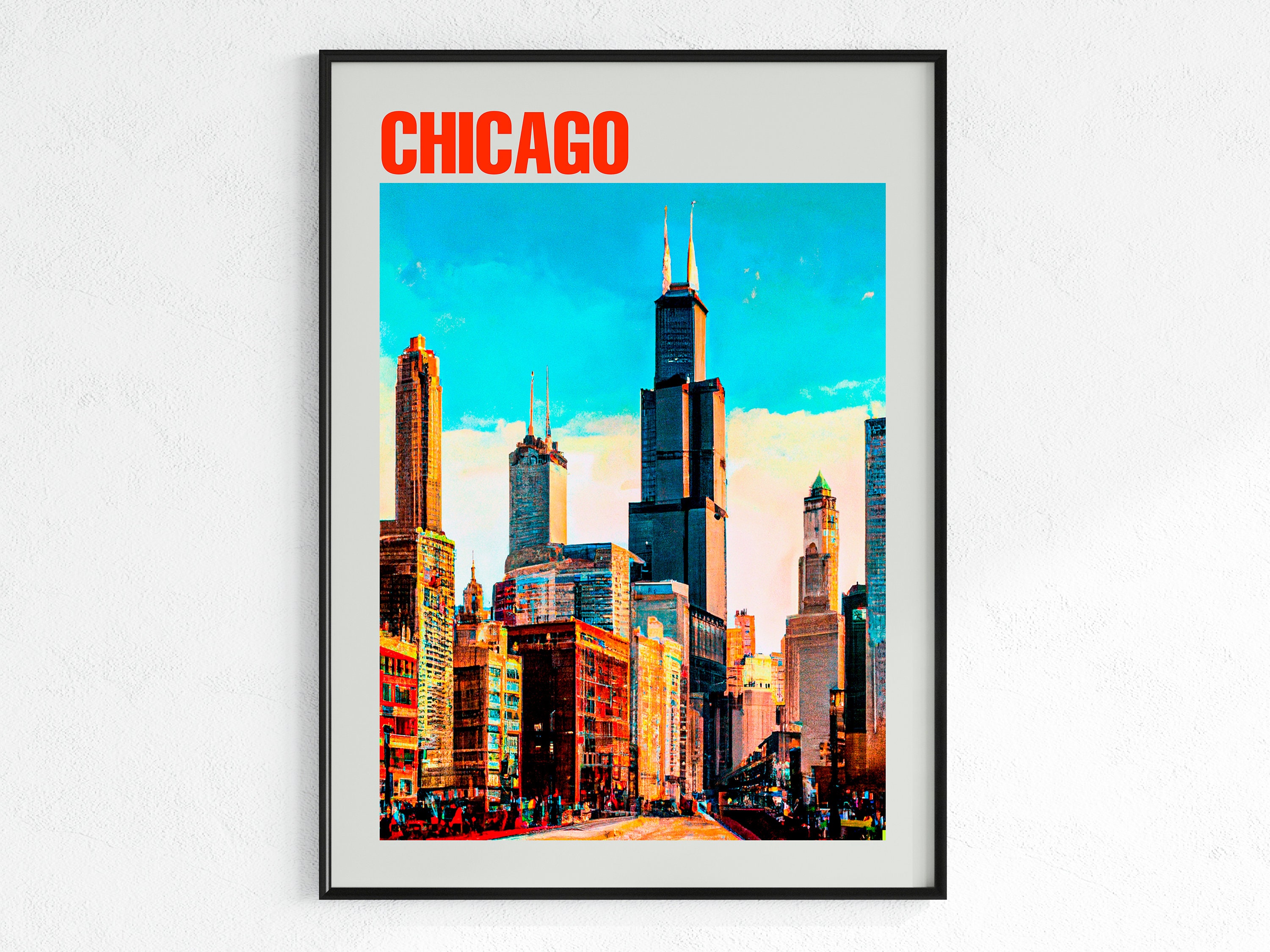 Chicago Poster Chicago Poster Wall Art Travel Gift - Etsy