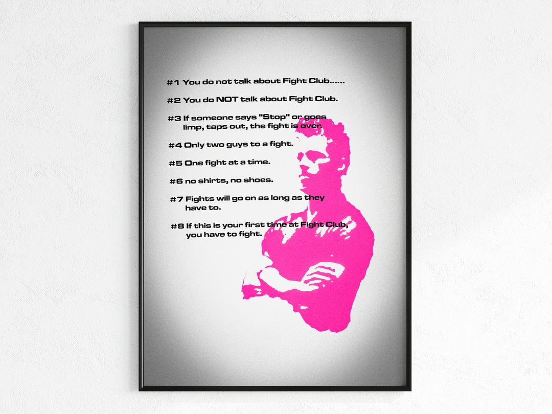 Fight Club Poster Fight Club Print Rules of Fight Club brad Pitt Poster ...