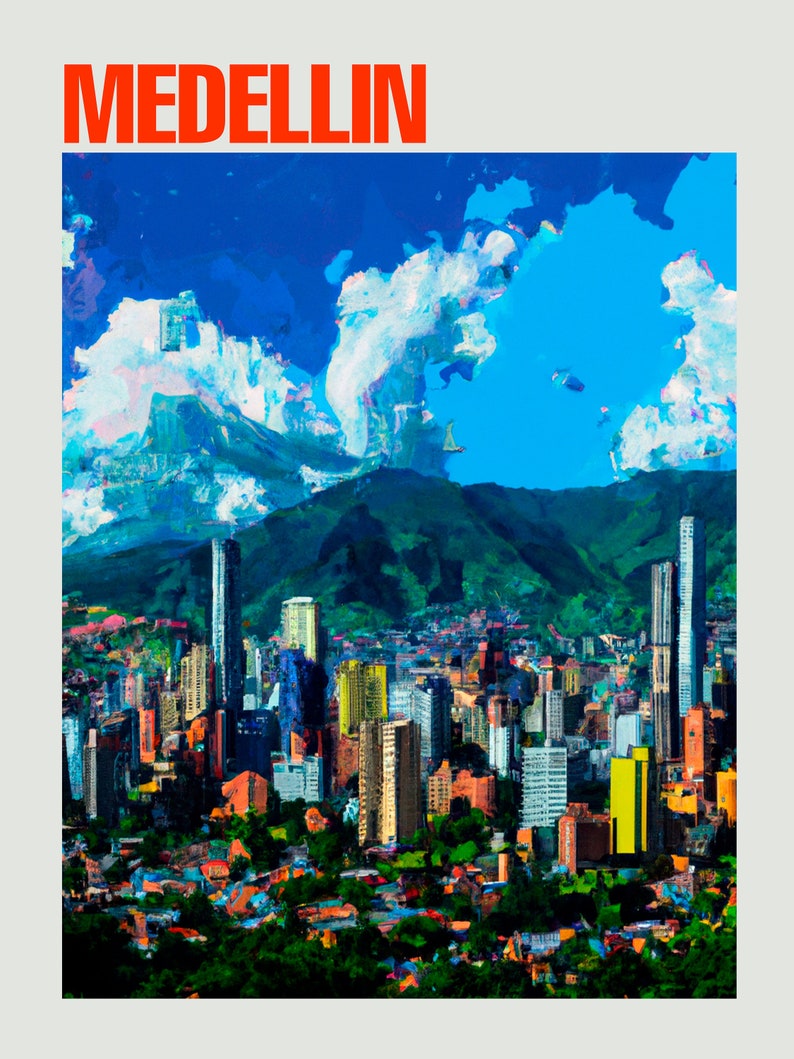 Medellin Colombia Poster Medellin Print Image Vintage Art - Etsy
