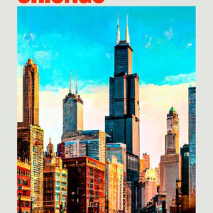 Chicago Poster Chicago Poster Wall Art Travel Gift - Etsy