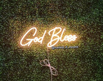 Neon God Bless Sign - Etsy