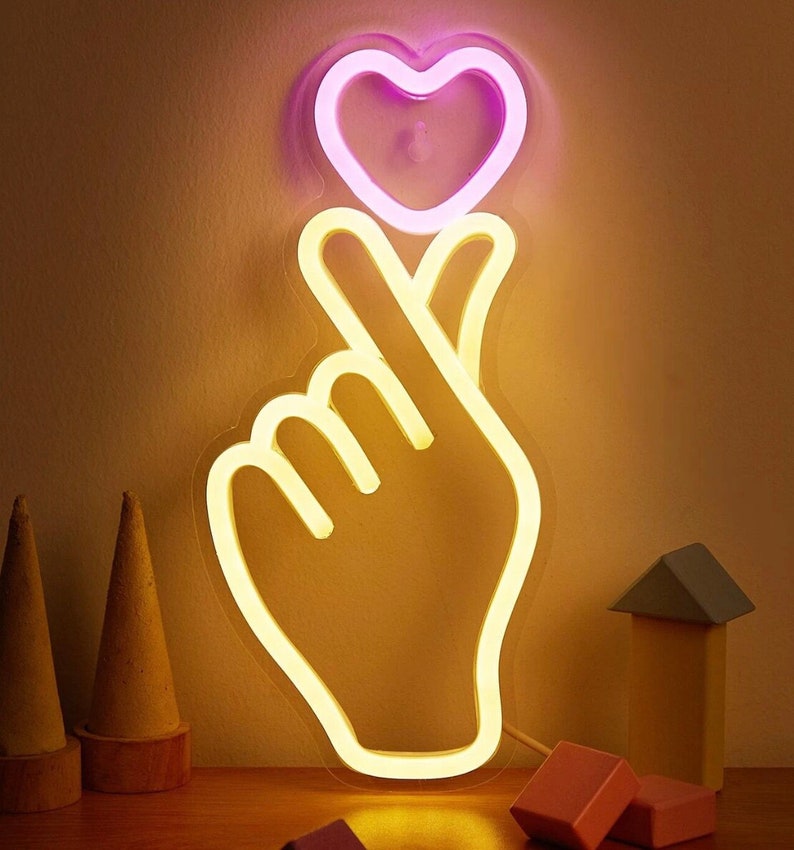 Custom LED Neon Sign Bespoke Signage Personalised Lighting Kpop Finger ...
