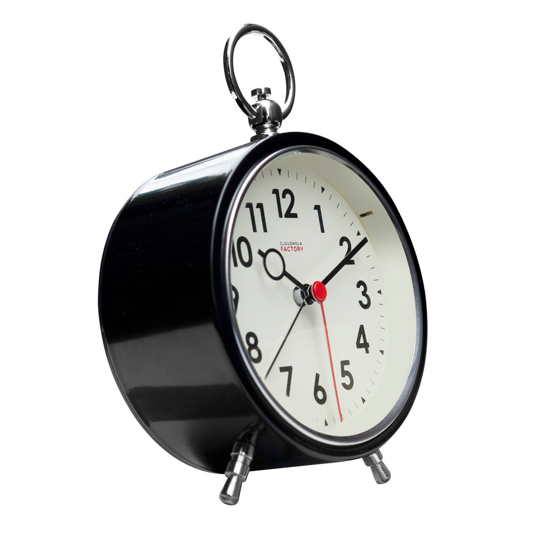 Rise and Shine With Cloudnola: Modern Metal Alarm Clock in Shiny Black ...