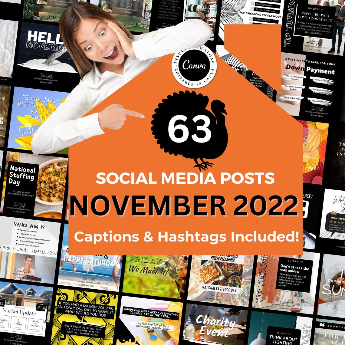 Real Estate November Social Media Posts, Instagram, Facebook,caption ...