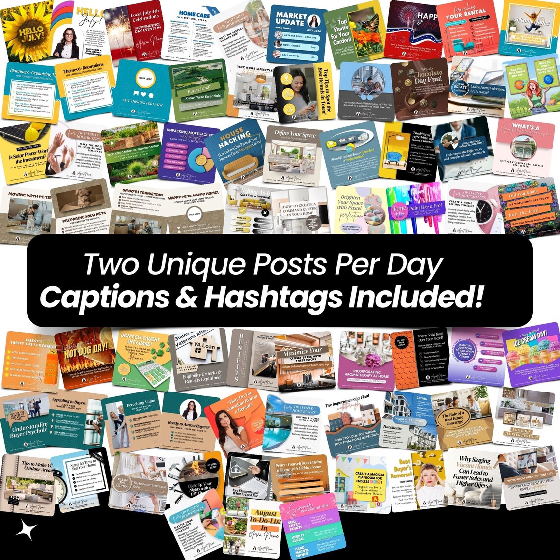 July 2024 Real Estate Social Media Templates, 195 Editable Canva ...