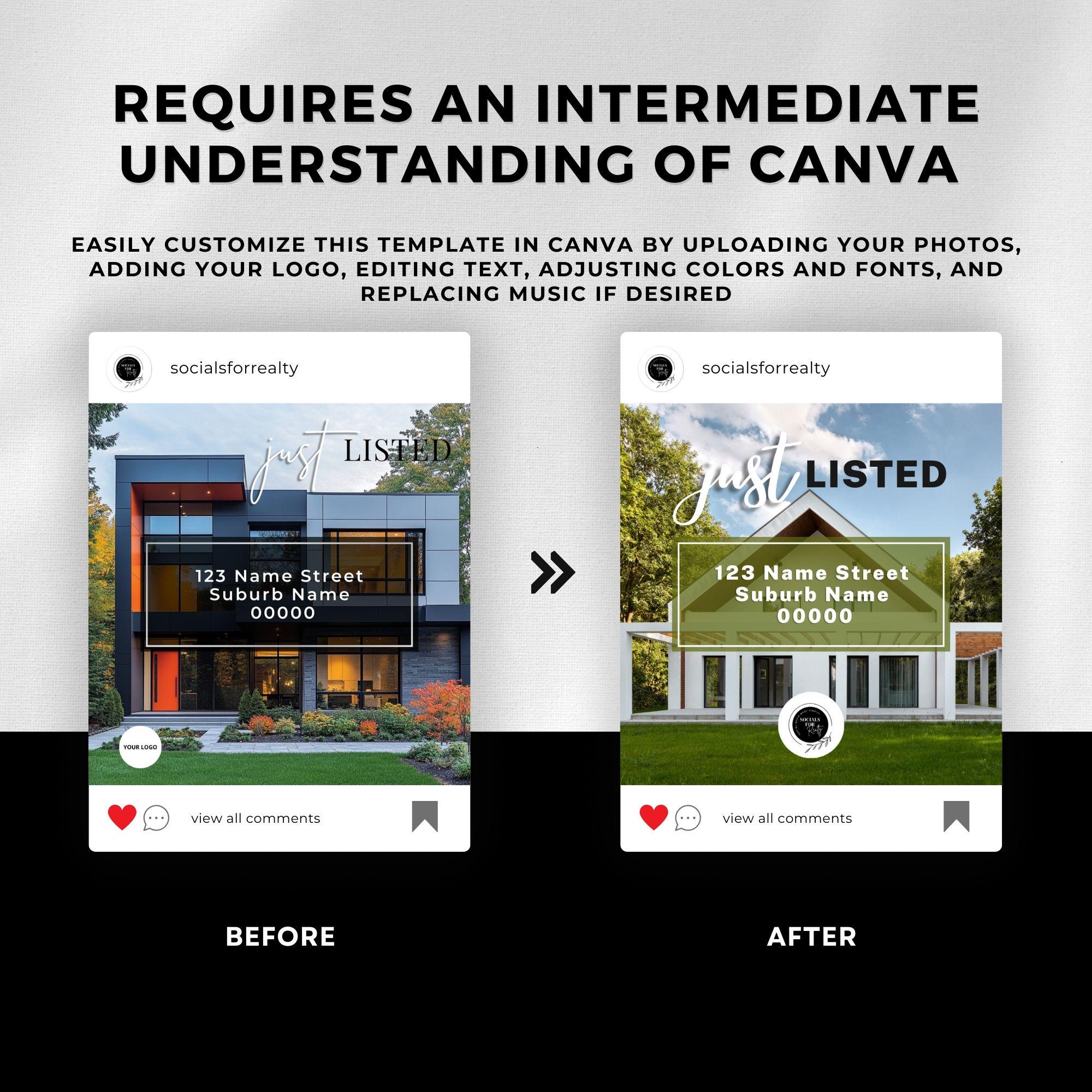 Editable Just Listed Real Estate MP4 Video Template + Matching Reel ...