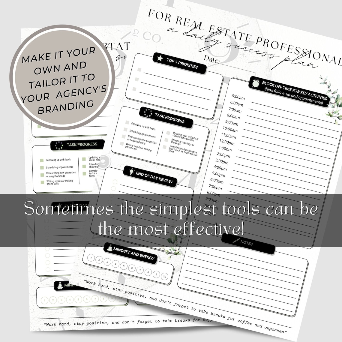 Real Estate Agent Daily Planner One-page Template for Mastering Time ...