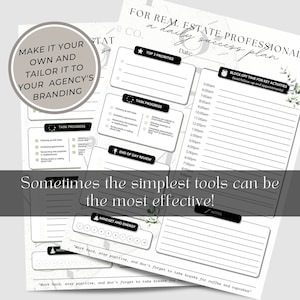 Real Estate Agent Daily Planner - One-page Template for Mastering Time ...