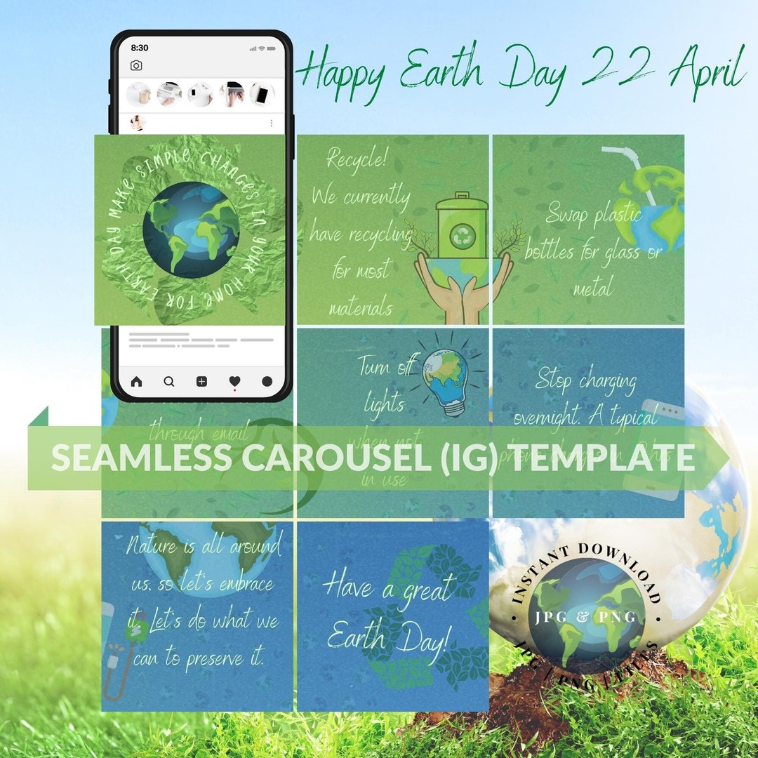 Seamless Instagram Carousel, Earth Day Instagram Post, IG Carousel Post ...