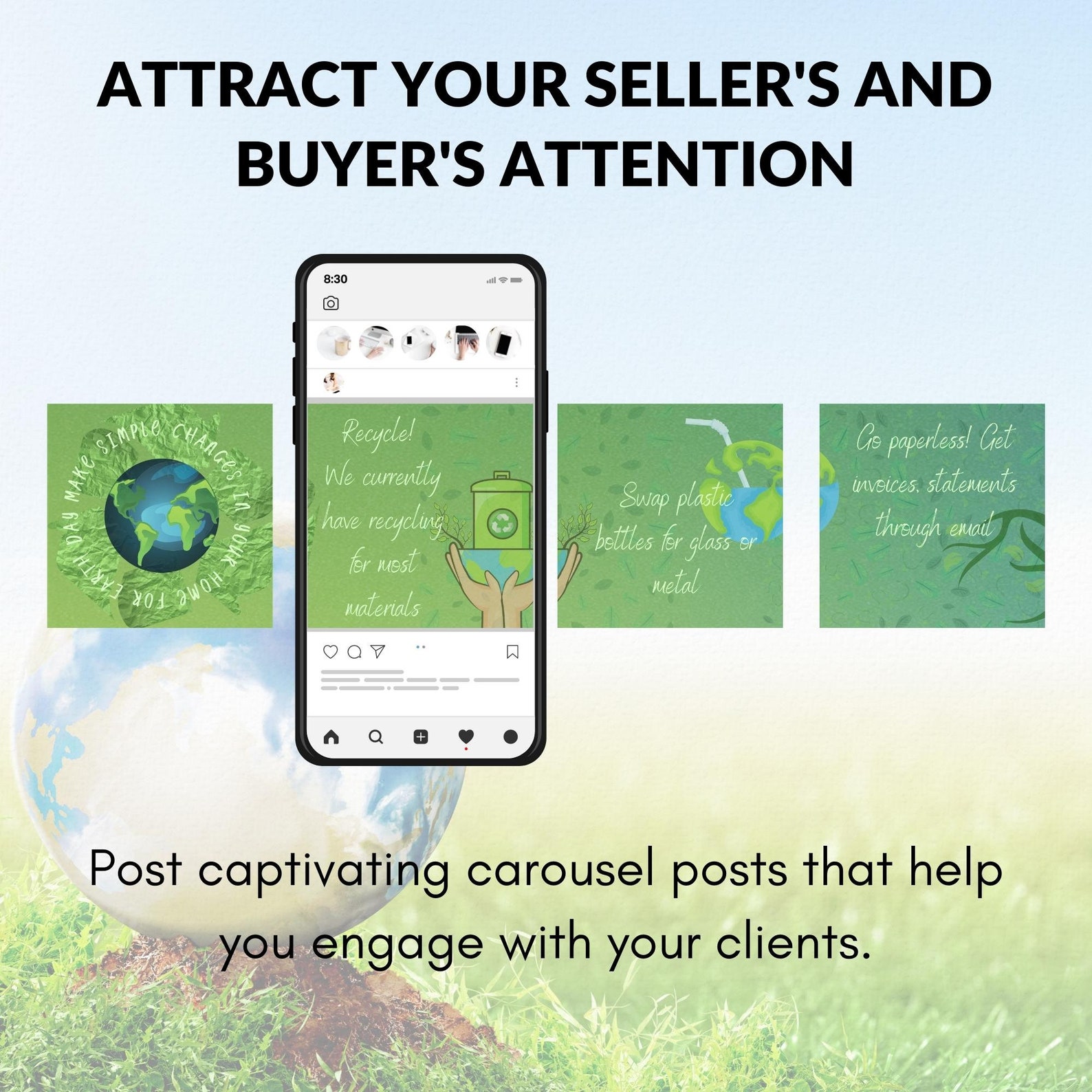 Seamless Instagram Carousel, Earth Day Instagram Post, IG Carousel Post ...