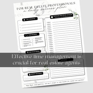Real Estate Agent Daily Planner - One-page Template for Mastering Time ...
