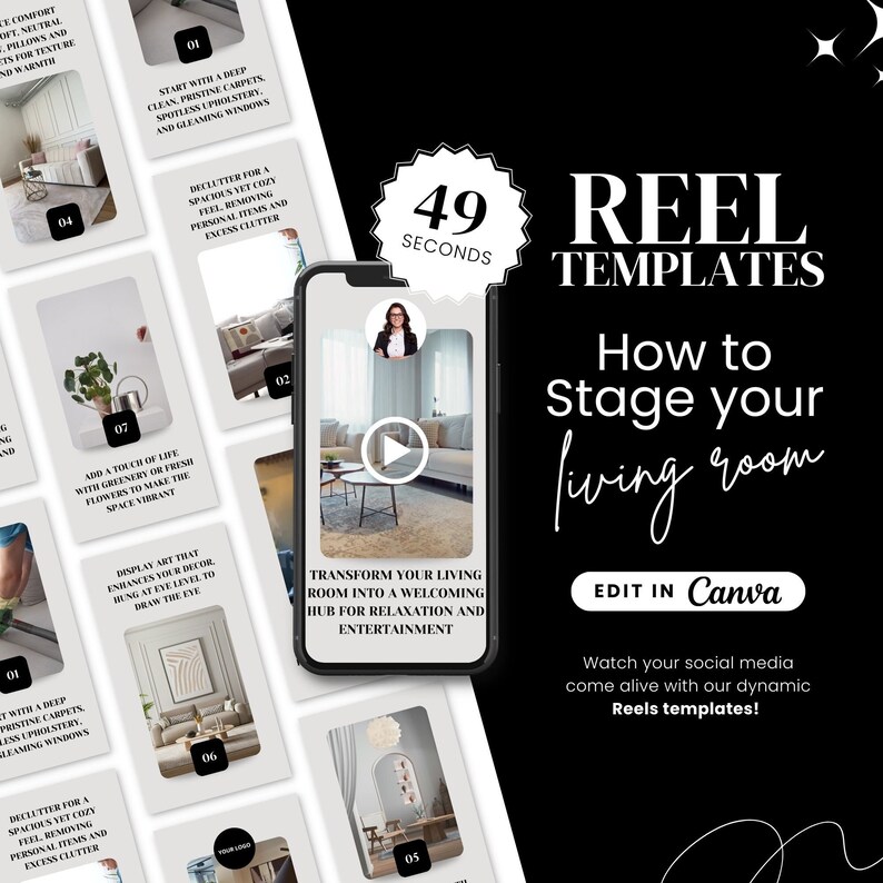 Real Estate Instagram Reel Template for Living Room Staging - Instant ...