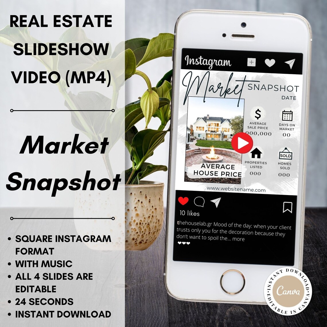 Real Estate Housing Market Snapshot, Instagram Animated Post, Real ...