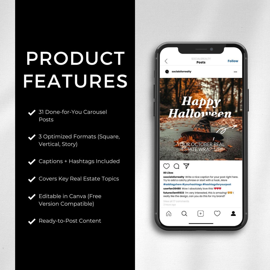 October Real Estate Canva Templates | 31 Carousel Posts for Instagram ...
