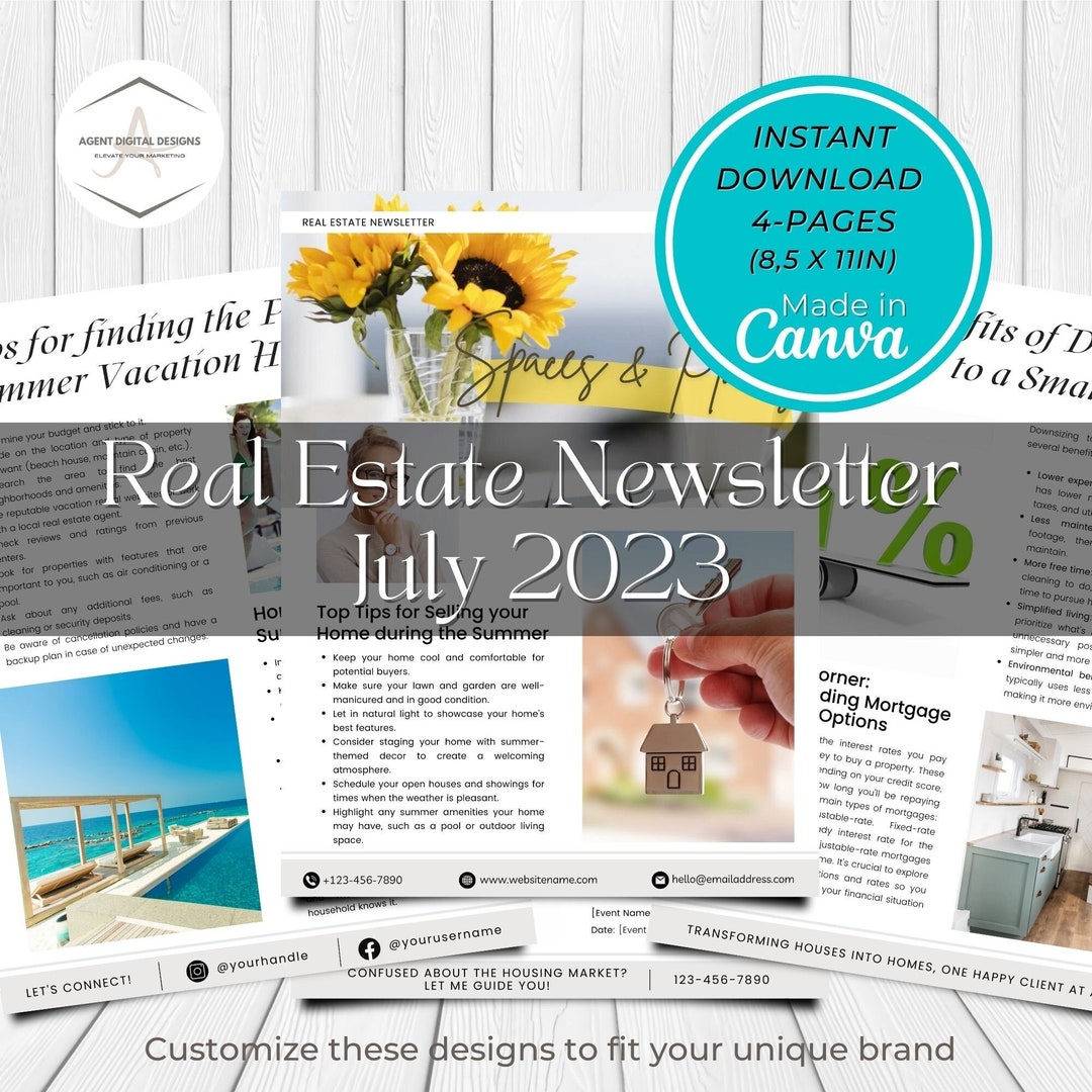 Real Estate July 2023 Newsletter |real Estate Template |real Estate ...