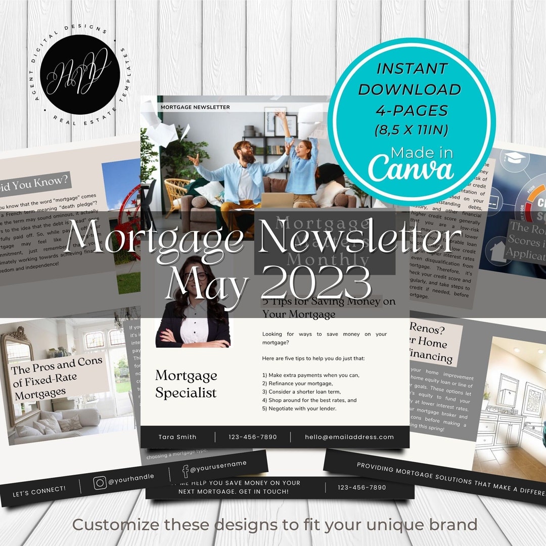 Mortgage Newsletter Template for May 2023, Instant Download ...