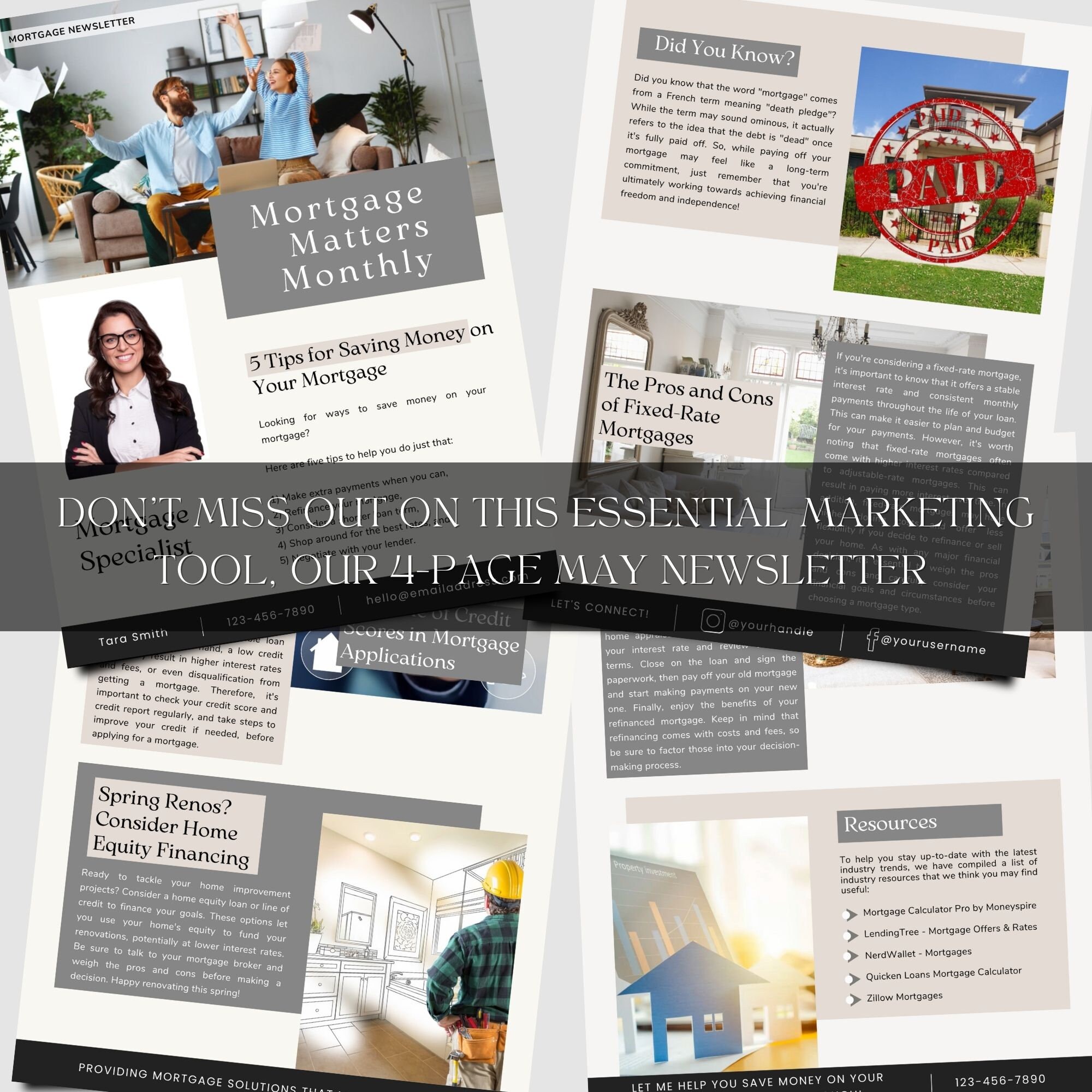 Mortgage Newsletter Template for May 2023, Instant Download ...