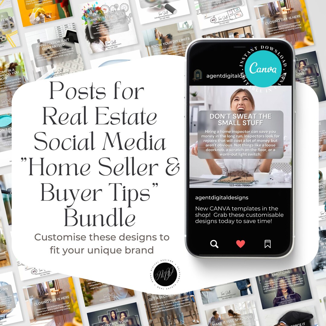 50 Posts for Real Estate Social Media "home Seller + Buyer Tips", Made ...
