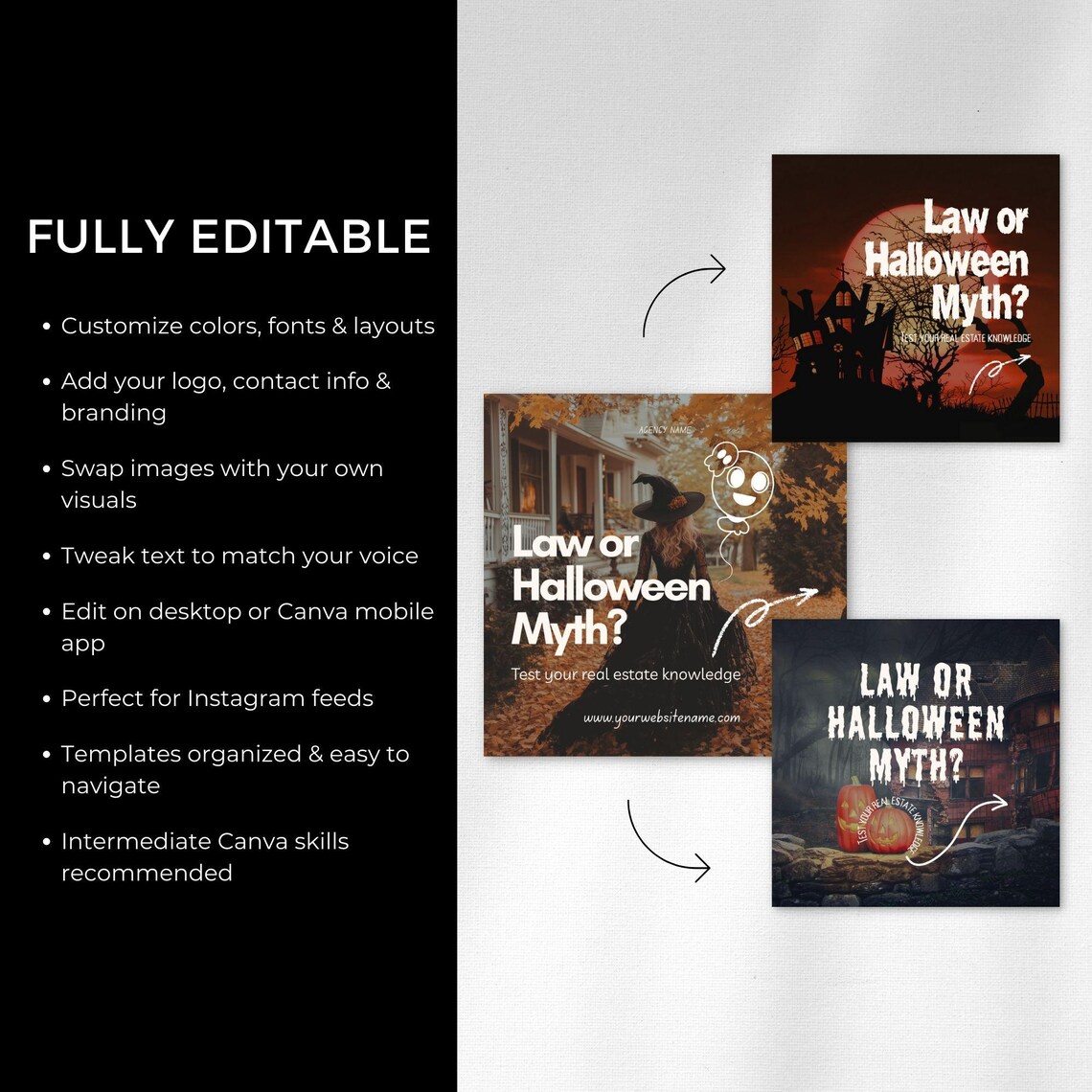 October Real Estate Canva Templates | 31 Carousel Posts for Instagram ...