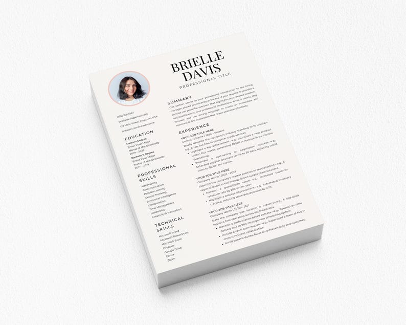 Creative and Professional Resume Template, Modern CV Design for Canva ...