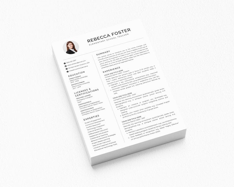 Modèle de CV d'enseignant PowerPoint Word Canva, CV éducateur ...