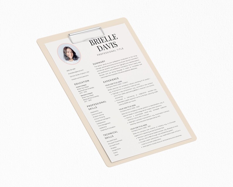 Creative and Professional Resume Template, Modern CV Design for Canva ...