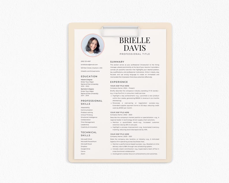 Creative and Professional Resume Template, Modern CV Design for Canva ...