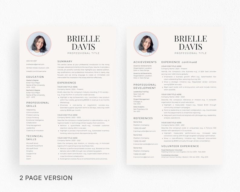 Creative and Professional Resume Template, Modern CV Design for Canva ...