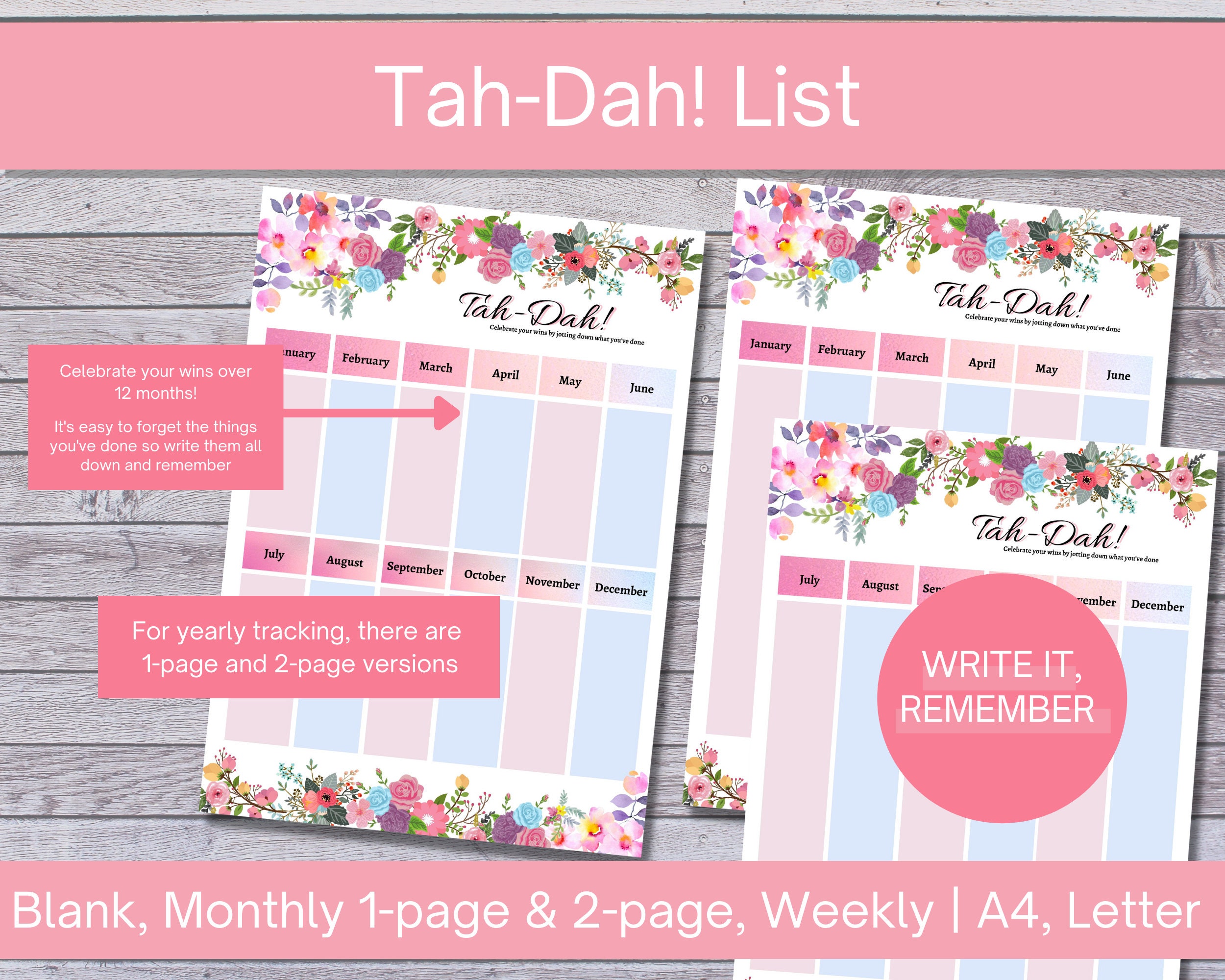 Tah Dah List Digital Printable Productivity Planner A4 - Etsy