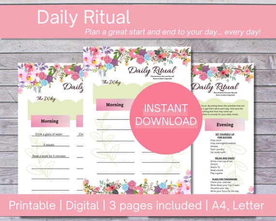 Daily Ritual Printable PDF Morning Evening A4 Letter - Etsy