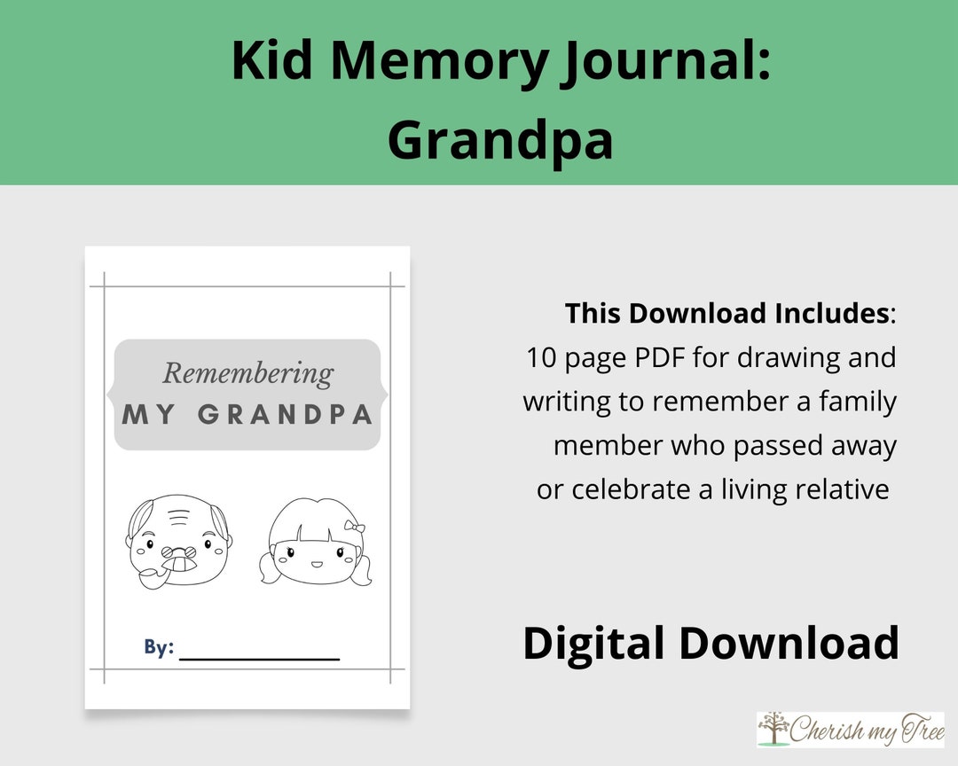 Kid Memory Journal of Grandpa, Coloring Book Kid Journal, Printable ...